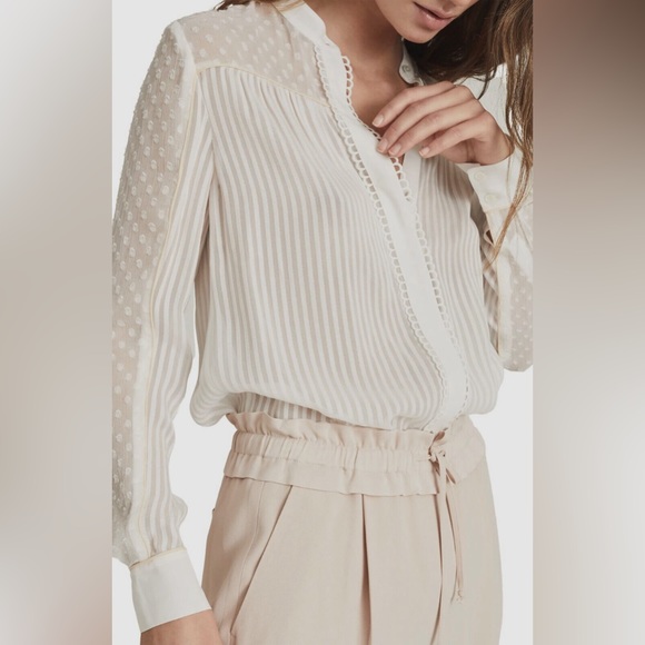 Reiss | Tops | Reiss Cora Mixed Texture Buttonup Blouse | Poshmark